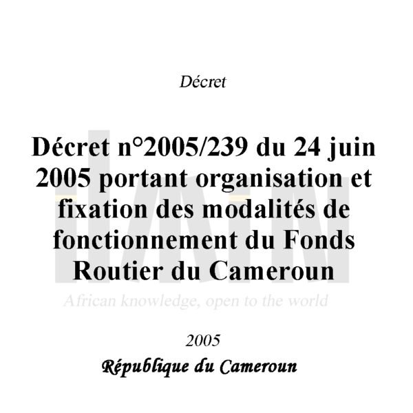 Code électoral du Cameroun (Loi n° 2012/001 du 19 avril 2012 portant ...